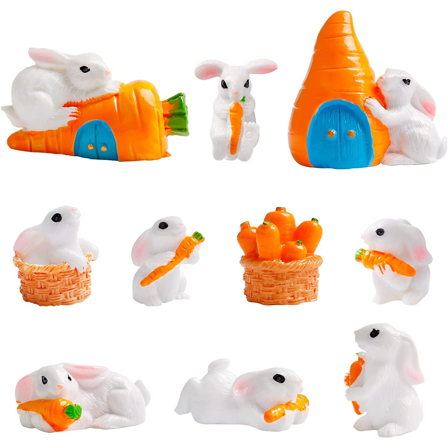 Holzlrgus 10 Pcs Miniature Rabbit Figurine Easter Rabbit Cake Toppers ...
