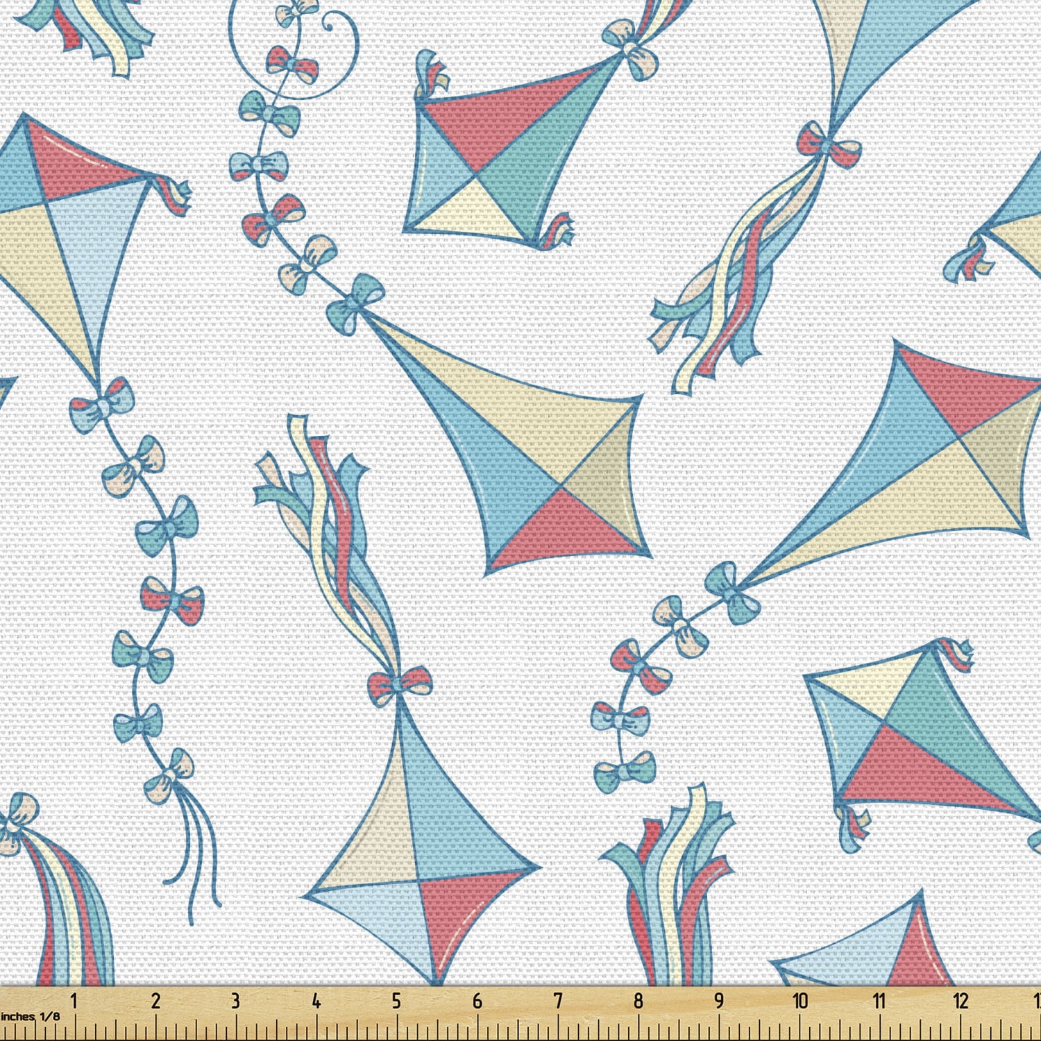 Kites Upholstery Fabric by the Yard, Pastel Colored Kites Flying in Sky ...