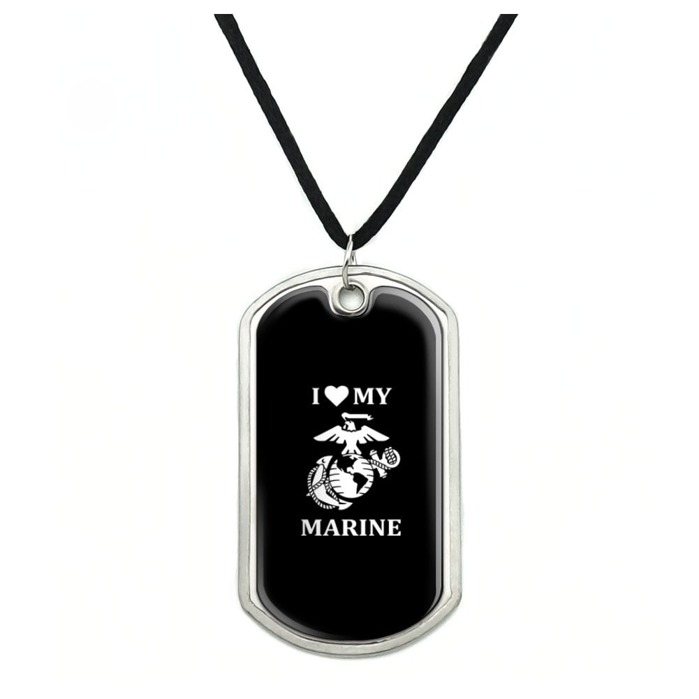 I Love My Marine USMC White on Black Officially Licensed Military Dog ...