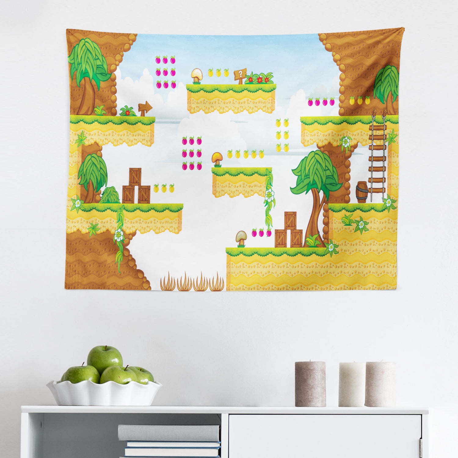 Video Games Tapestry, Arcade World 9 's Fun Theme Knight Fireball Bonus ...