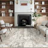 Berthmeer 8'x10' Abstract Area Rugs, Machine Washable, Beige Gray ...