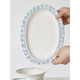 European-Style Court Ceramic Lace Staple Plate, Simple Blue Breakfast ...