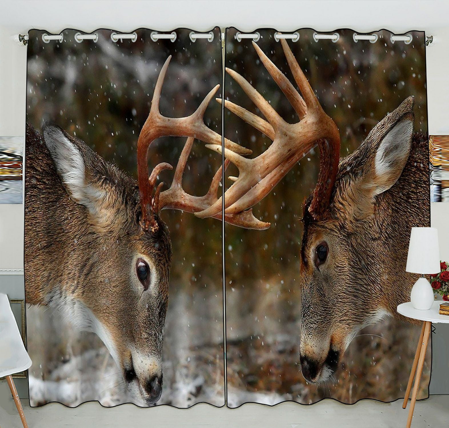 ZKGK Deer Window Curtain Drapery/Panels/Treatment For Living Room ...