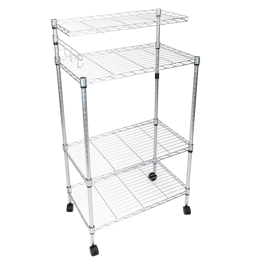 4 Shelf Shelving Storage Unit With Wheel Casters Metal Organizer Wire 4-shelf-shelving-storage-unit-with-wheel-casters-metal-organizer-wire