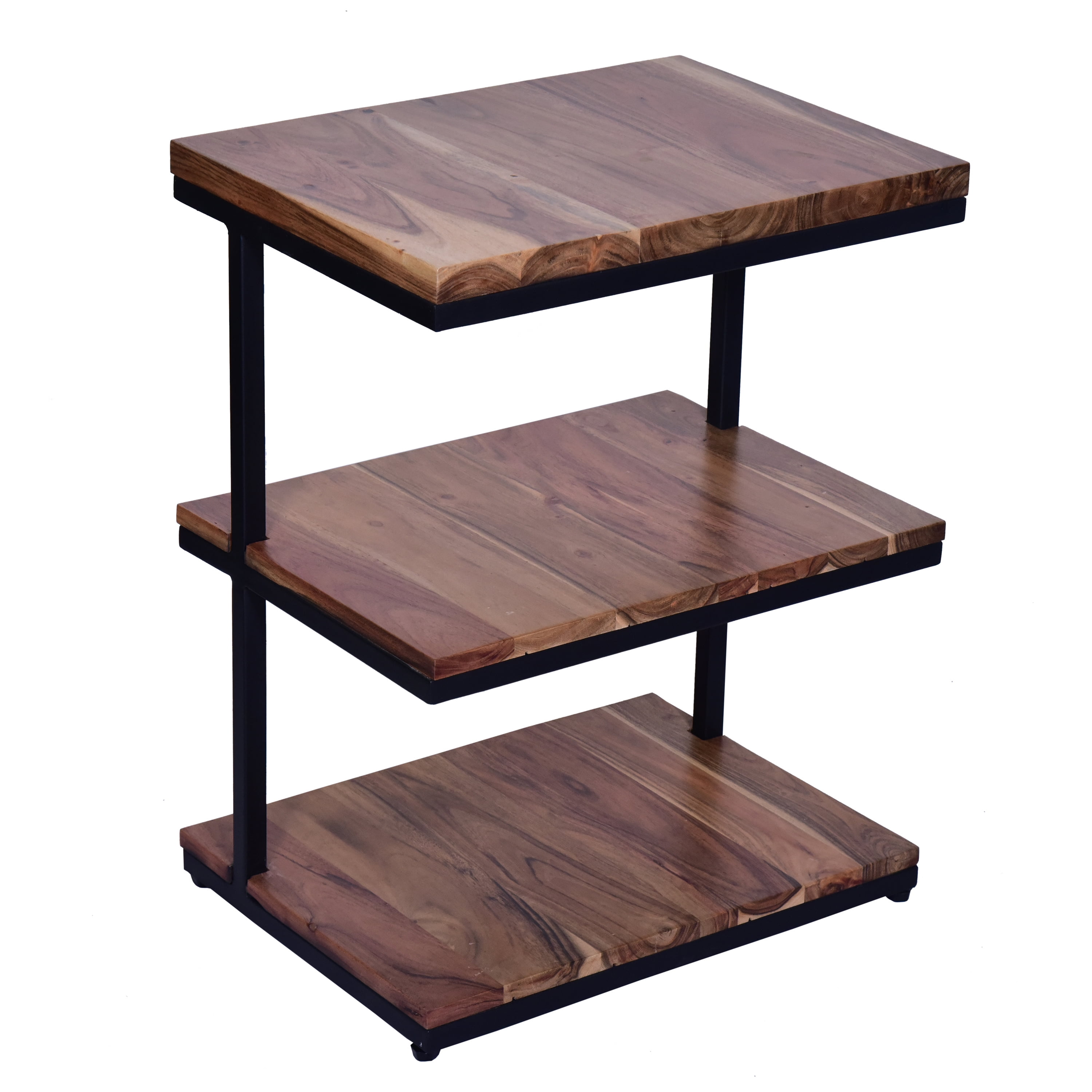 Tubular Frame Industrial Brown and Black End Table with Storage • Spoken