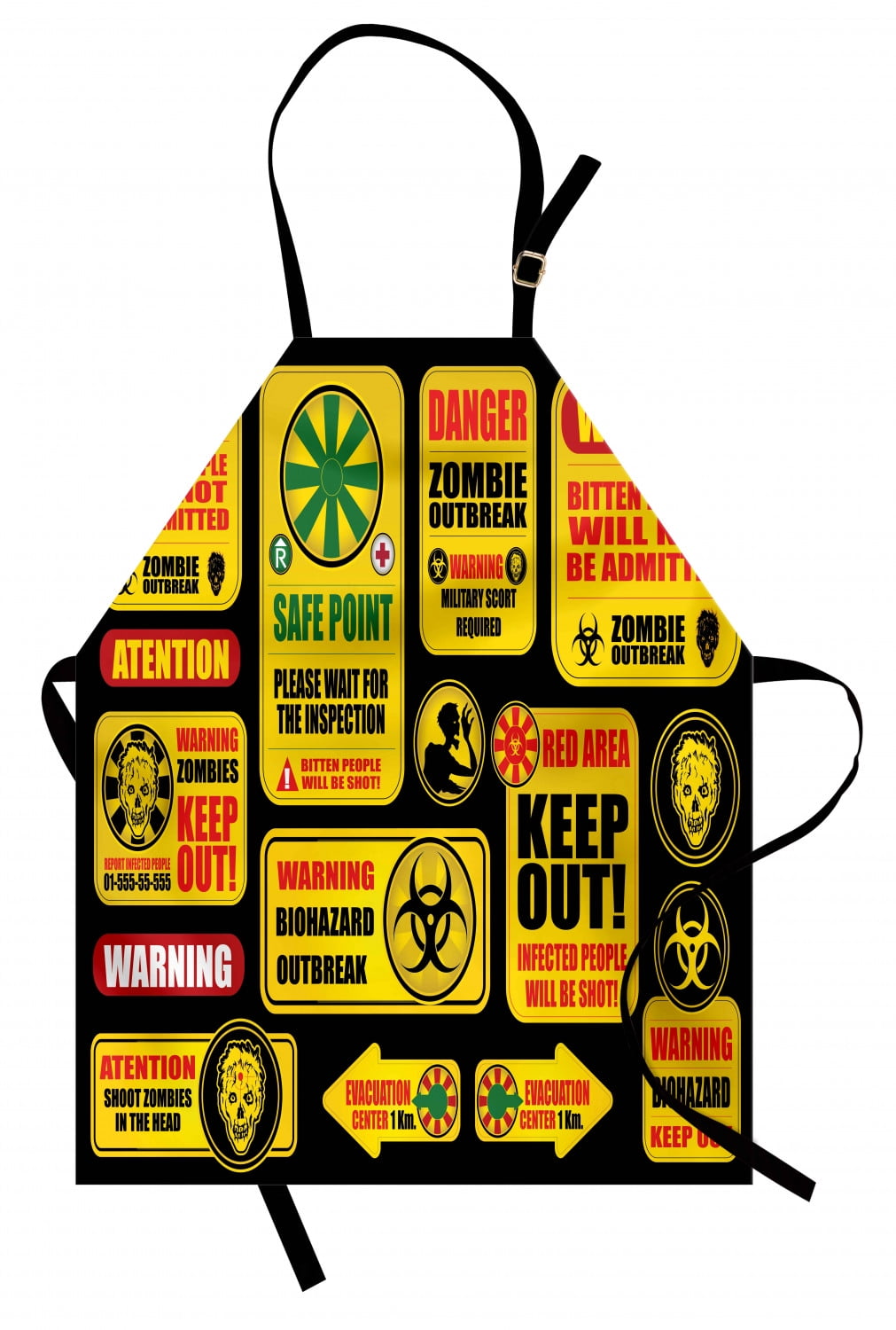 Zombie Apron Apocalypse Signs Attention Danger Safe Point Evil Phrase ...