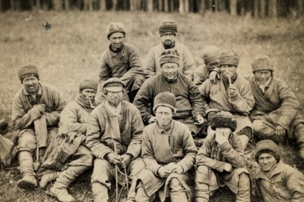 Print: Group Portrait Of Convicts Seated In A Field, circa 1880 ...