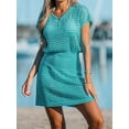 Cupshe Women's Crochet Swim Beach Cover up Button Short Sleeve, Size XS ...