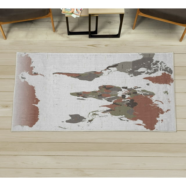 Earth Decorative Rug, Detailed World Map with All Countries Major ...
