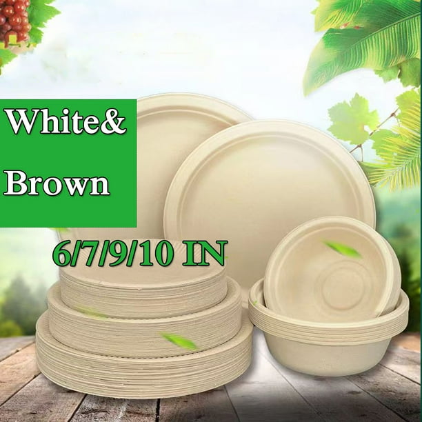 100% Compostable 6 Inch Heavy-Duty Eco-Friendly Disposable White ...