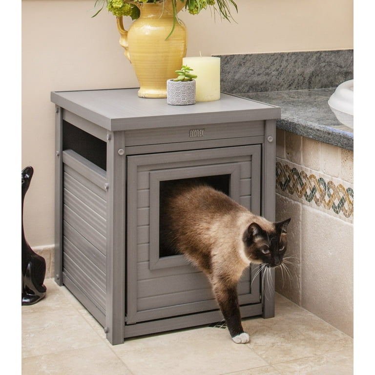 New Age Pet ECOFLEX Litter Loo Litter Box Enclosure End Table Durable and Eco Friendly Wood Plastic Composite Easy to Clean Flip Down Door for