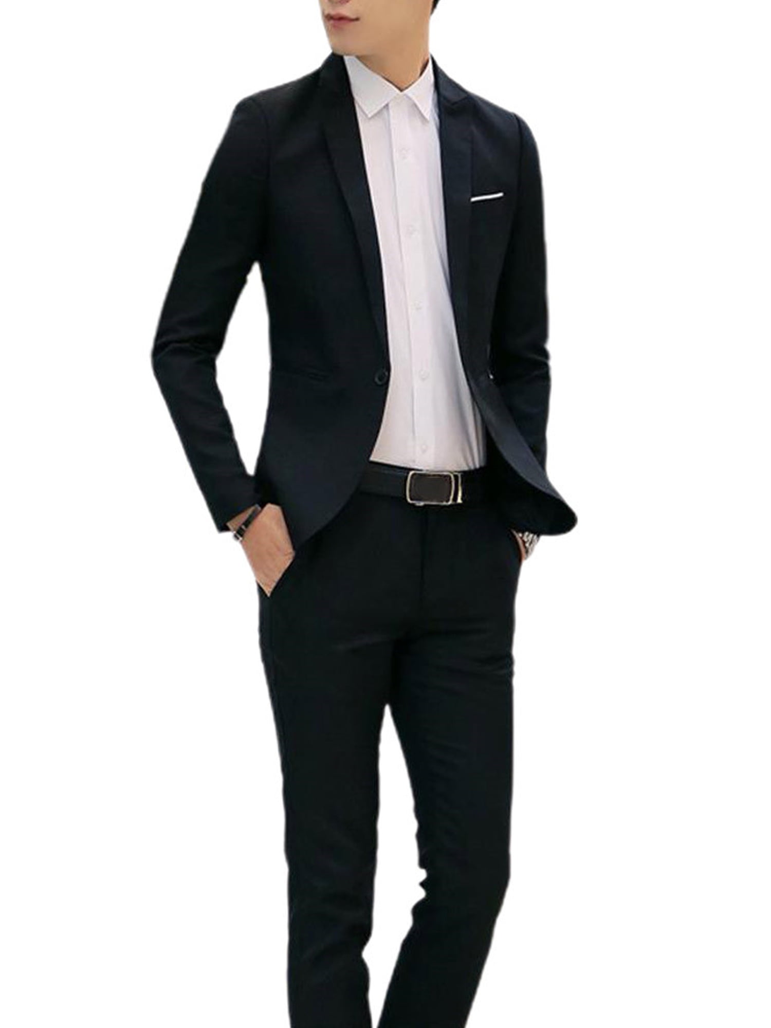 KAMAMEN Men Casual Plain Business Blazer Set Long Sleeve Slim Fit Notch kamamen-men-casual-plain-business-blazer-set-long-sleeve-slim-fit-notch