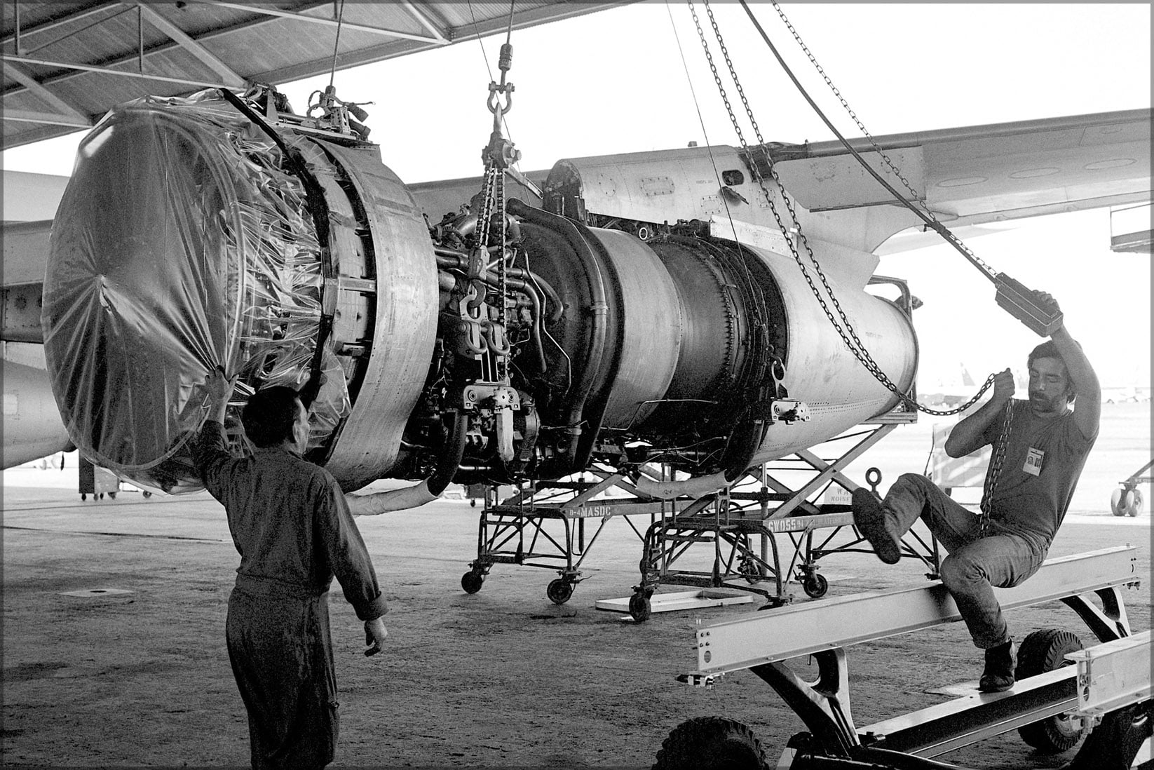 24"x36" Gallery Poster, TF33 jet turbine engine at Davis-Monthan AFB ...