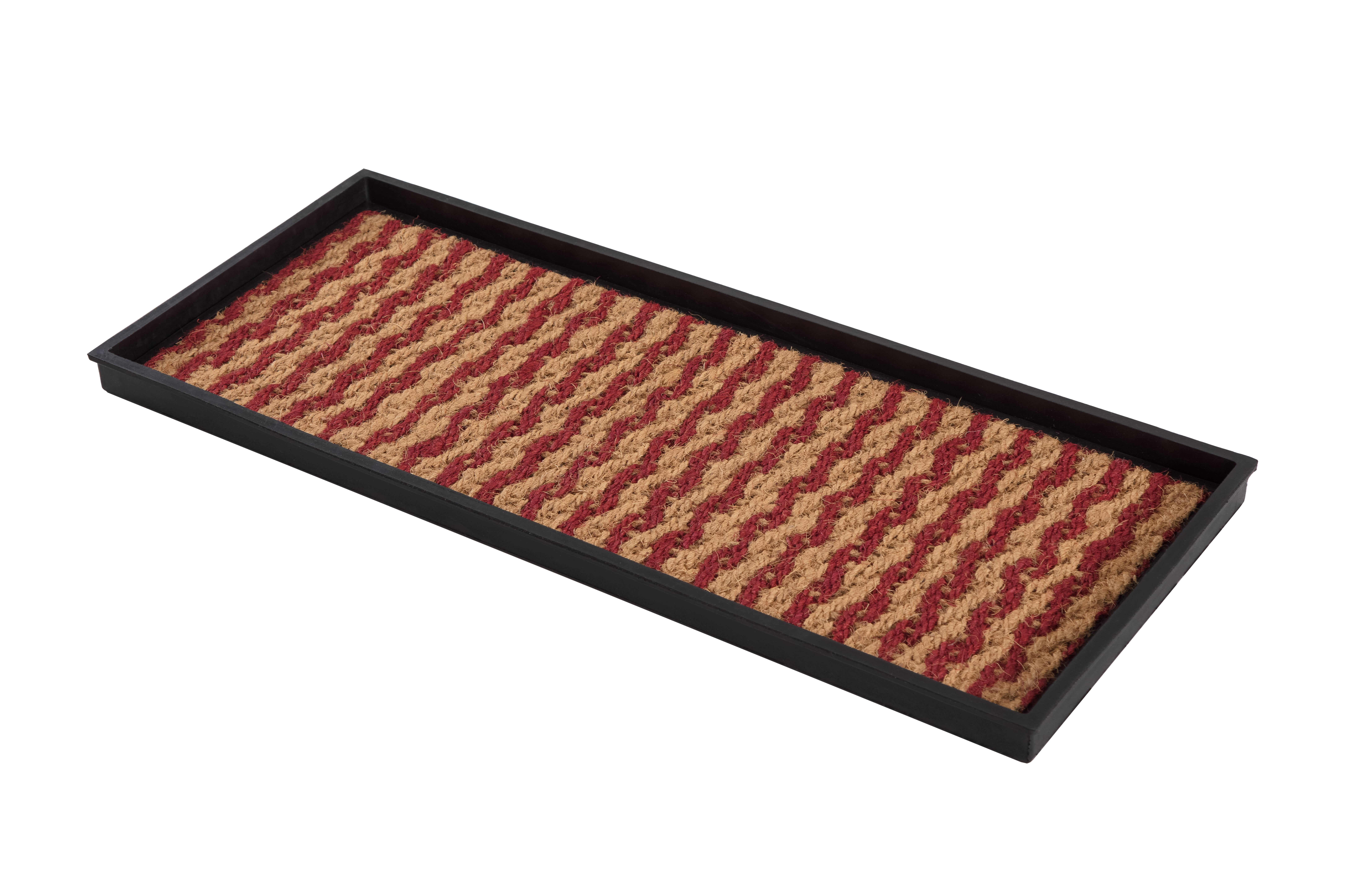 Natural & Recycled Rubber Boot Tray with Tan & Red Coir Insert ...