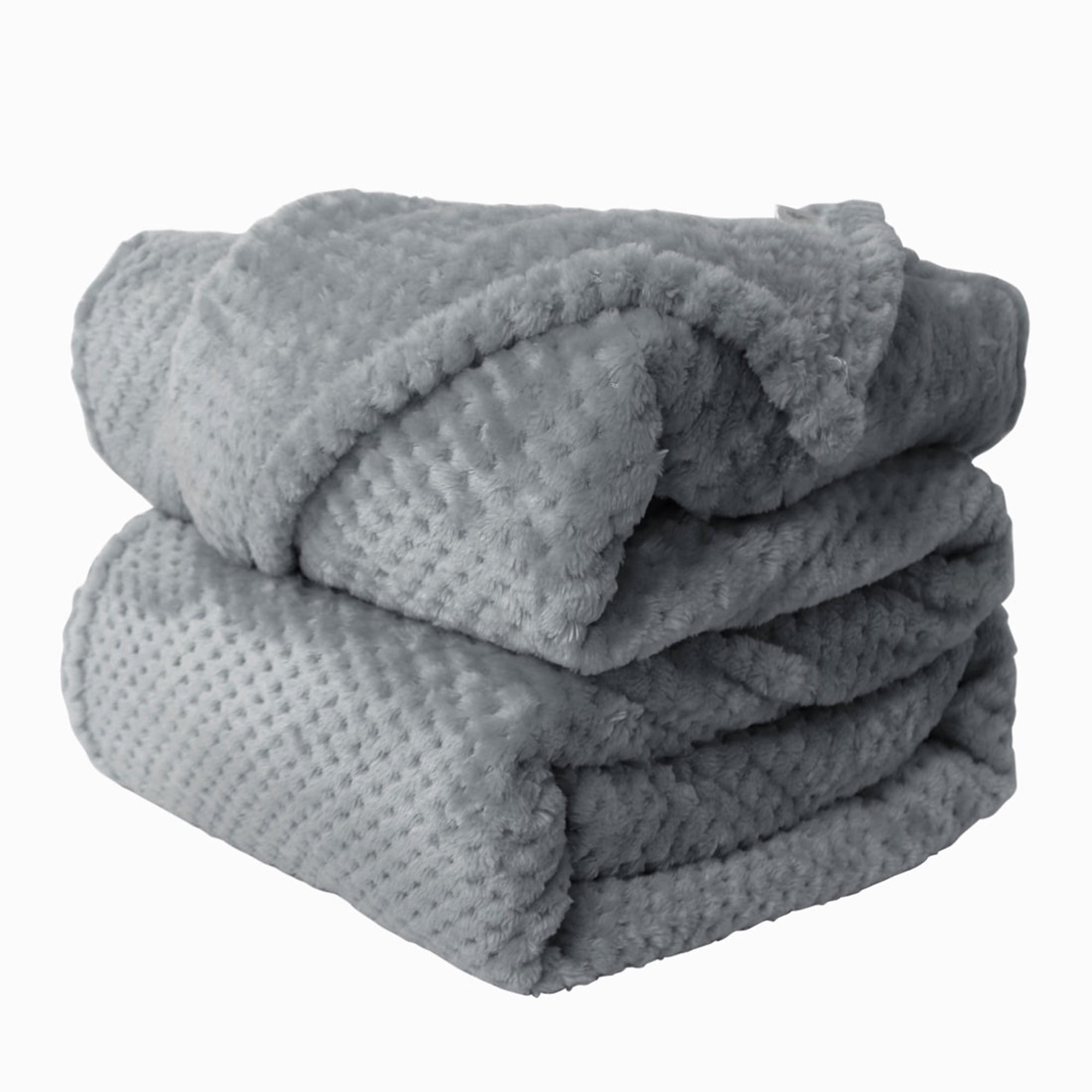 PiccoCasa Soft Microfiber Plush Flannel Blanket Luxury Gray Full 70