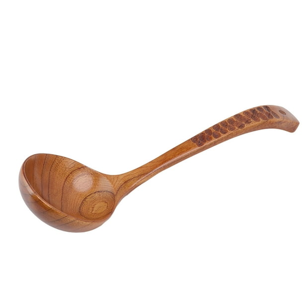 Kitchen Cookware,Japanese Long Curved Handle Wooden Soup Spoon Cooking ...