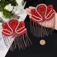 2Pcs Flower Rhinestone Tassel with Felt Epaulettes Shoulder Badges ...