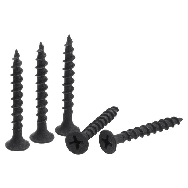 Uxcell #8 x 1 3/8-Inch Wood Screws Carbon Steel Self Tapping Black 50 ...