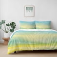 Blue Green Gradient Background Queen Size Bed Set,Yellow Abstract Art ...