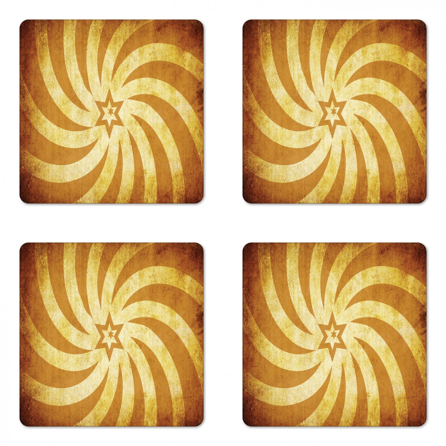 Burnt Orange Coaster Set of 4, Spiral Twisty Lines Look Like Sun Rays ...