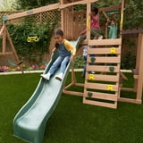 KidKraft Lawnmeadow Wooden Outdoor Swing Set with Slide and Monkey Bars - Walmart.com