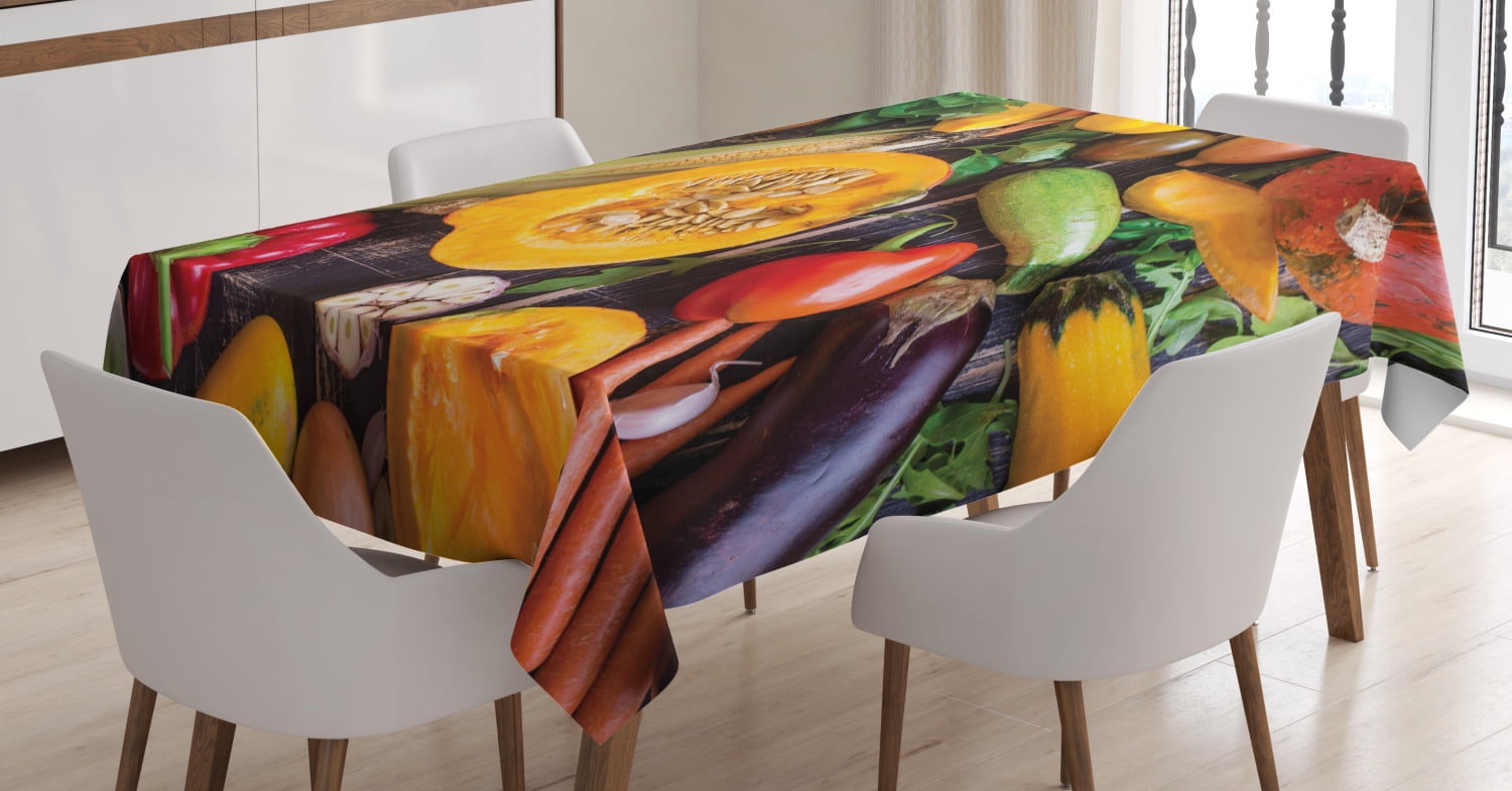Ambesonne Harvest Tablecloth Rectangular Table Cover, Vegetables on ...