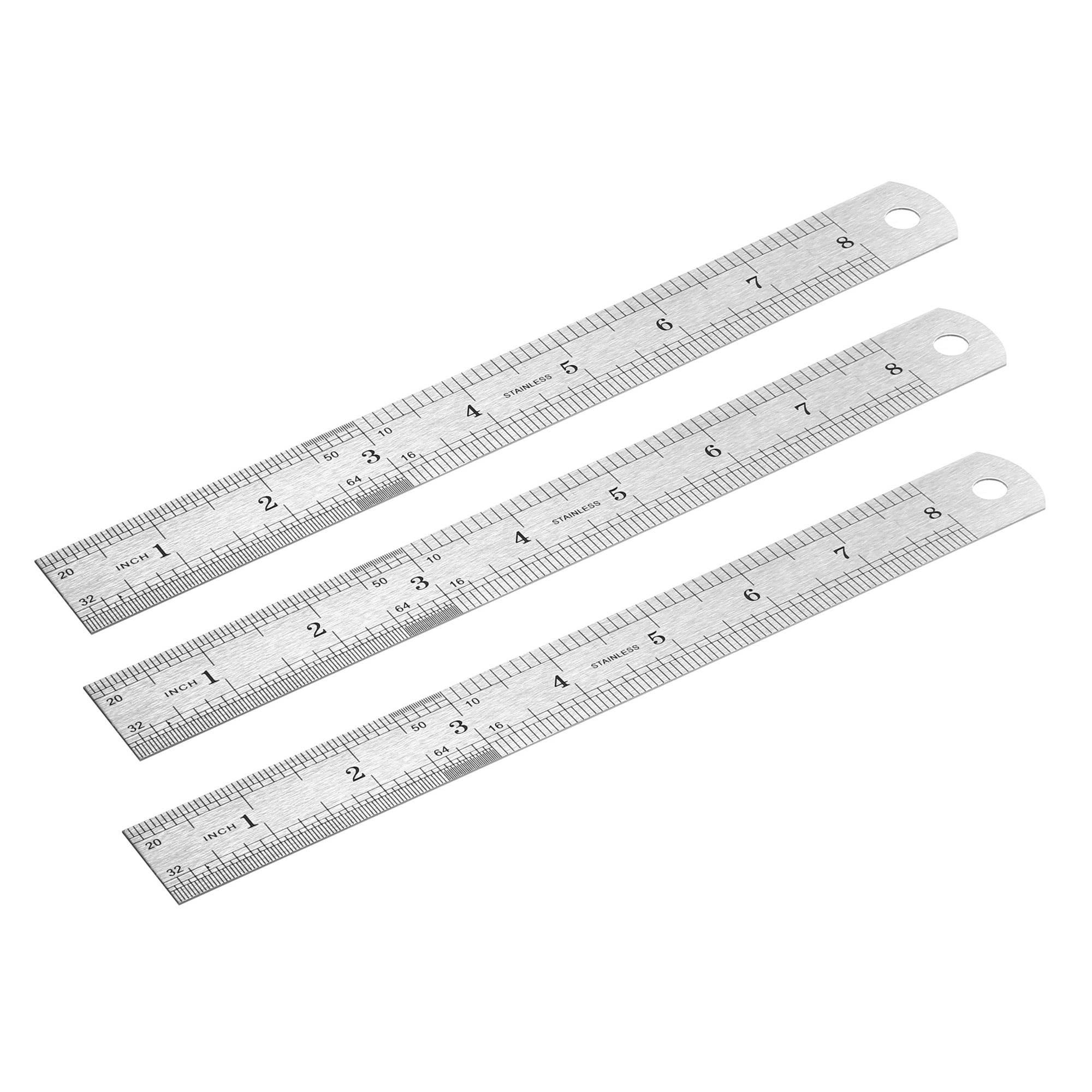 3 Pcs Steel Ruler, 8 inch Ruler, Metal Ruler Ruler Inches and ...