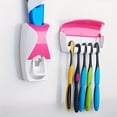 5-Toothbrush Holder with Toothpaste Dispenser - No Drill Wall Mount ...