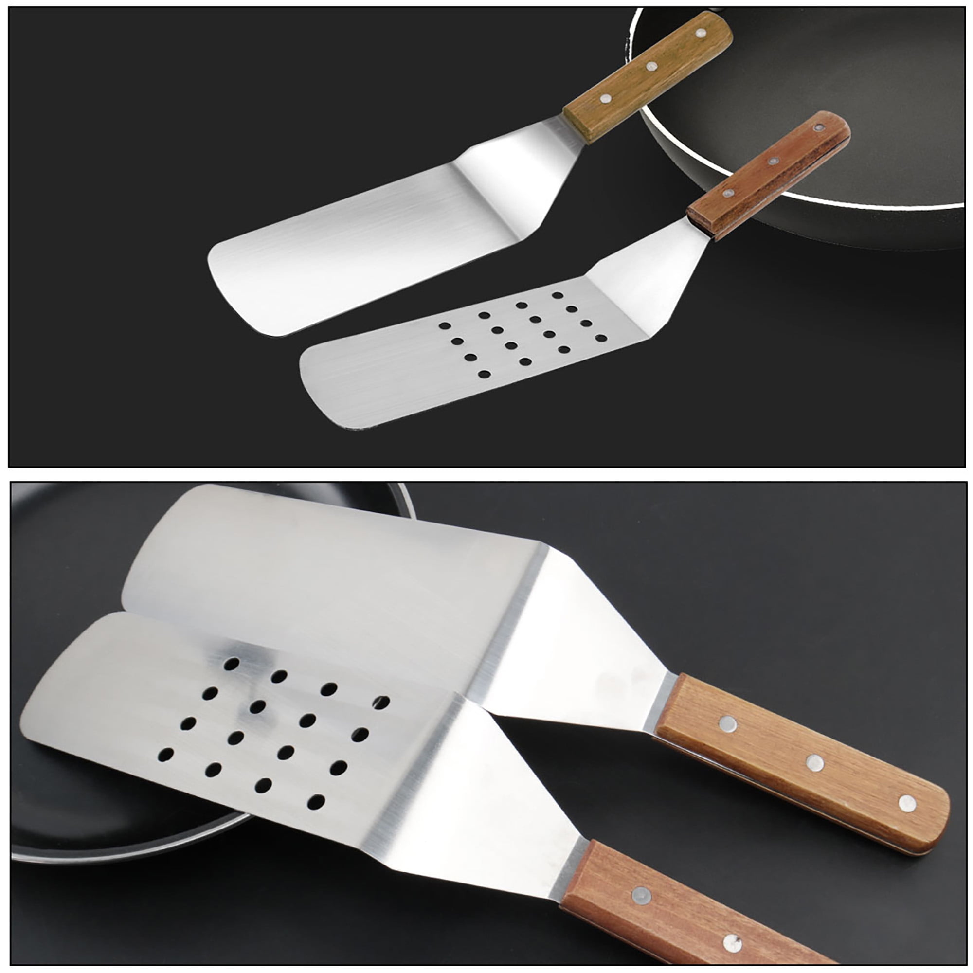 2pcs Griddle Spatula Set Stainless Steel Pizza Server Cake Tart Dessert ...