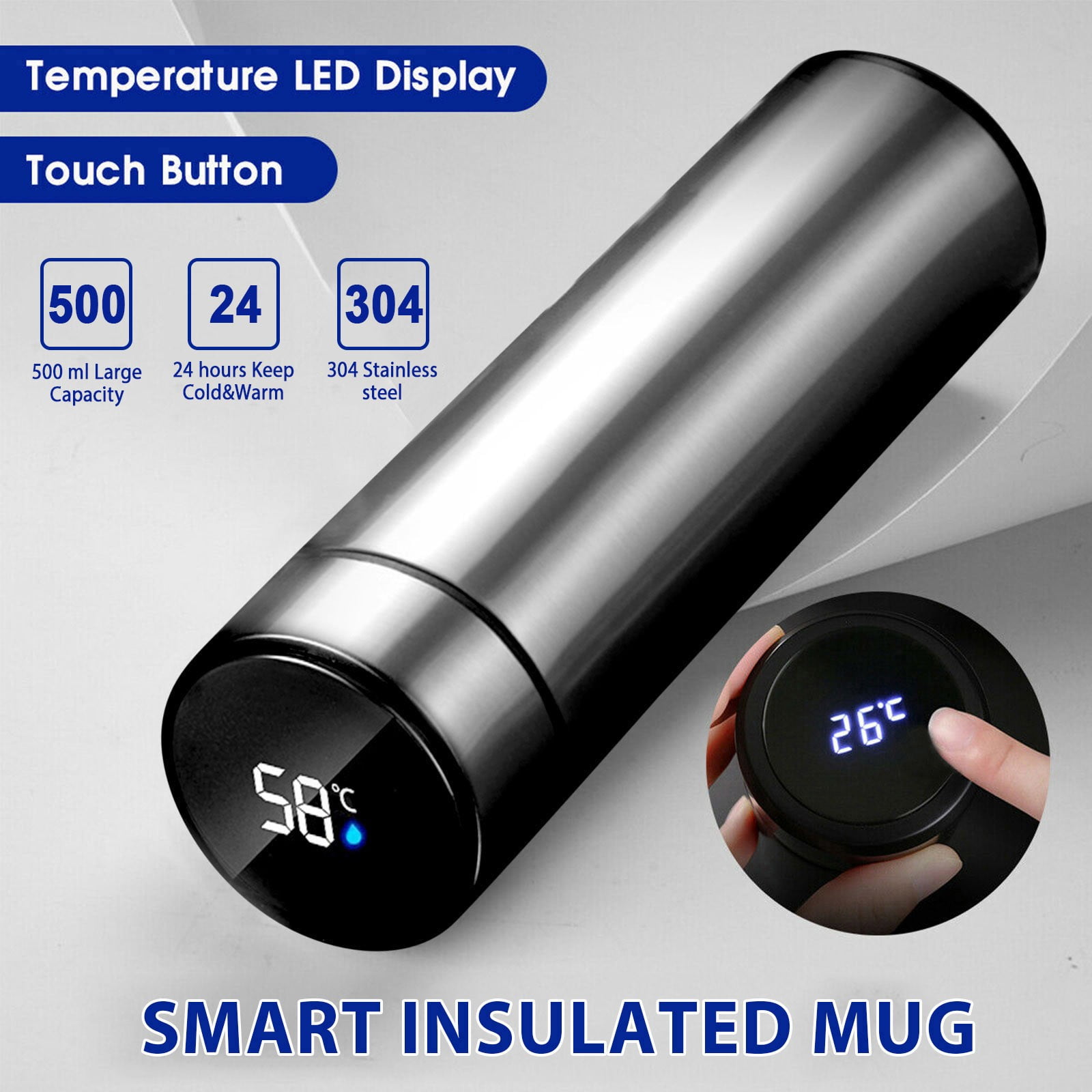 ONHUON Stainless Temperature LCD Smart Flask Kettle Vacuum Display ...