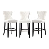 Costaelm Hank 29" Tufted Velvet Bar Stool Black (Set of 3), Velvet ...