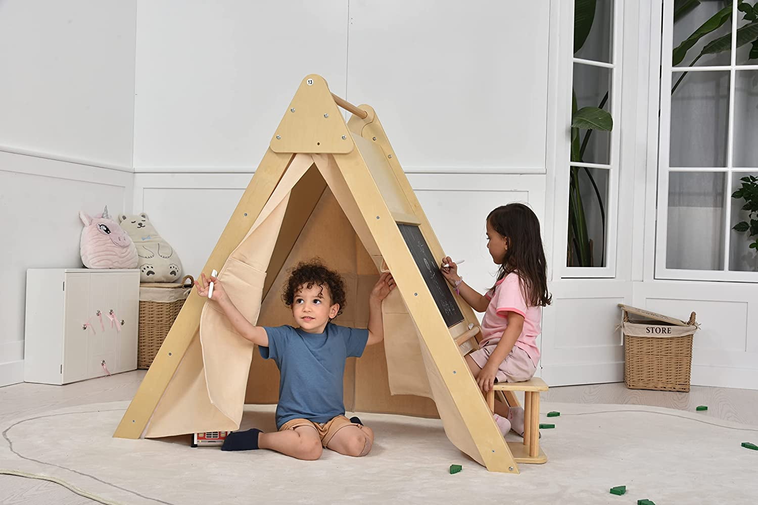Avenlur Oak Foldable Triangle Climber 4 in 1 Kids Playhouse Hideaway ...