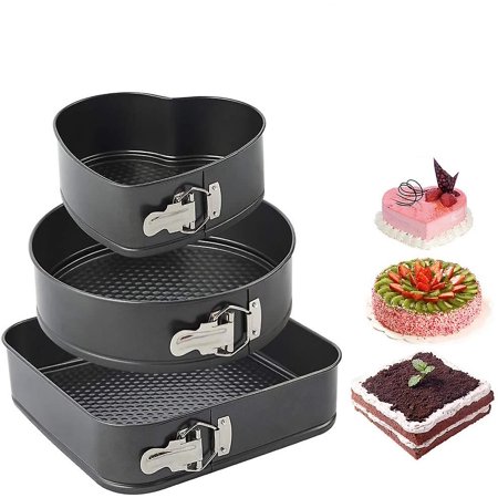 Springform Cake Pan Set Of 3, 3 Shapes Cheesecake Pan Carbon Steel ...