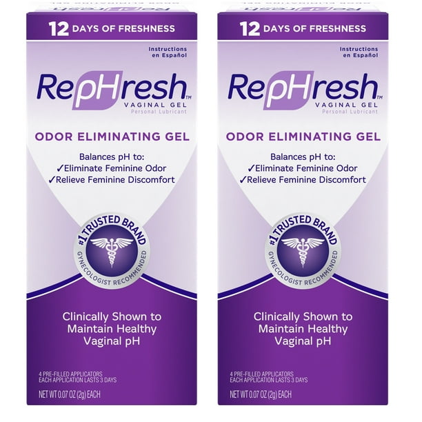 RepHresh, Odor Eliminating Vaginal Gel, 4ct, 0.07oz - 2 Pack - Walmart ...