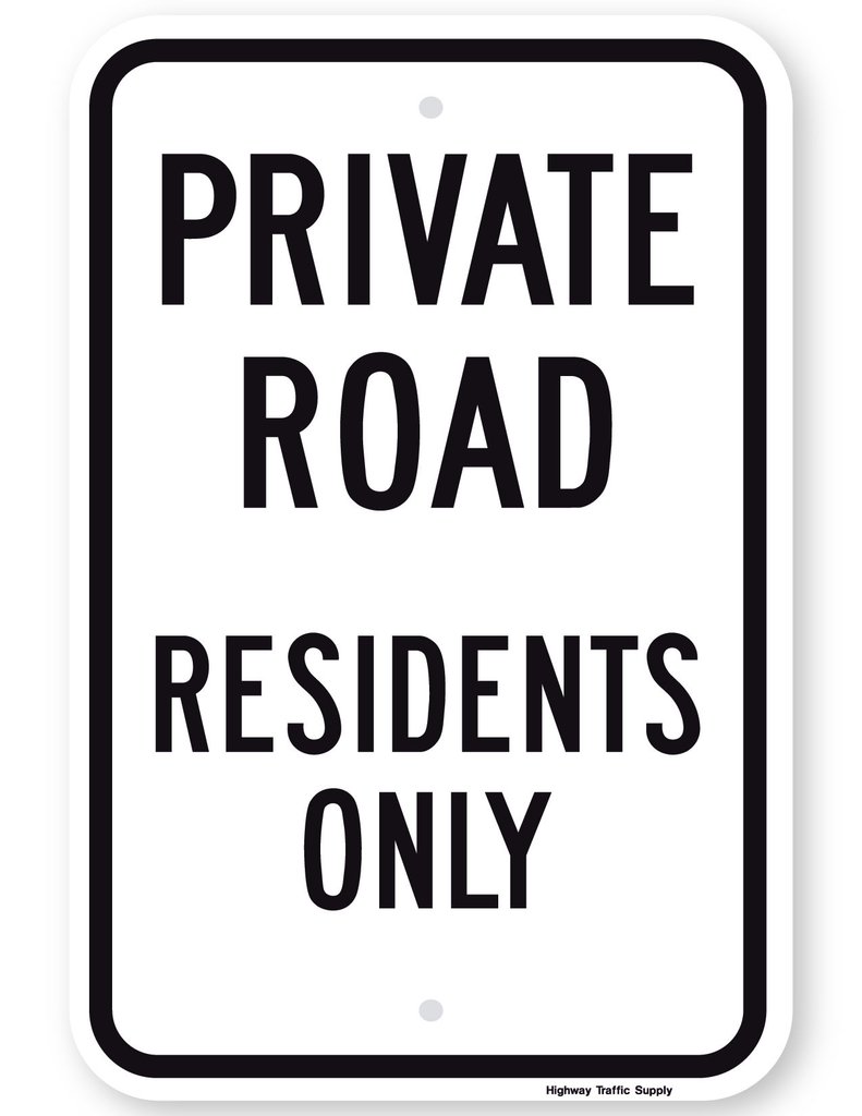 Highway Traffic Supply Private Road Residents Only Sign (Black on White ...
