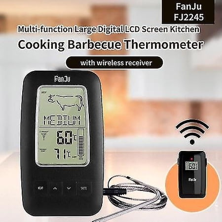 FanJu FJ2245 Digital Cooking Grill Thermometer with Wireless Remote ...