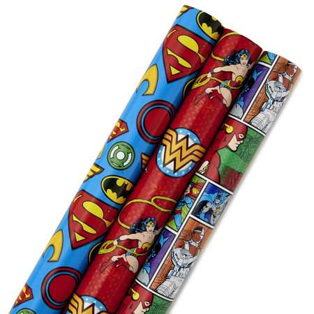 Hallmark Justice League Wrapping Paper Bundle with Cut Lines on Reverse ...