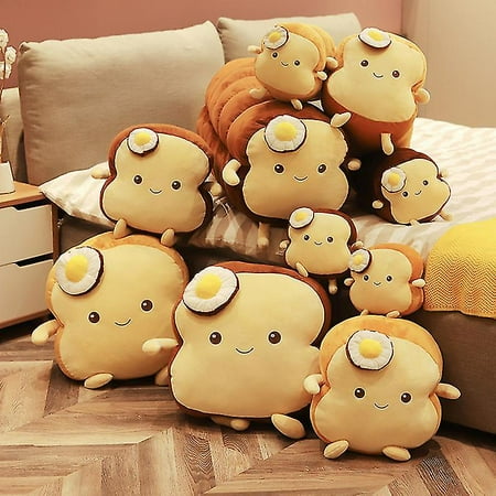 Super Cute Toast Plush Toy Soft Poached Egg Sliced Bread Pillow Great ...
