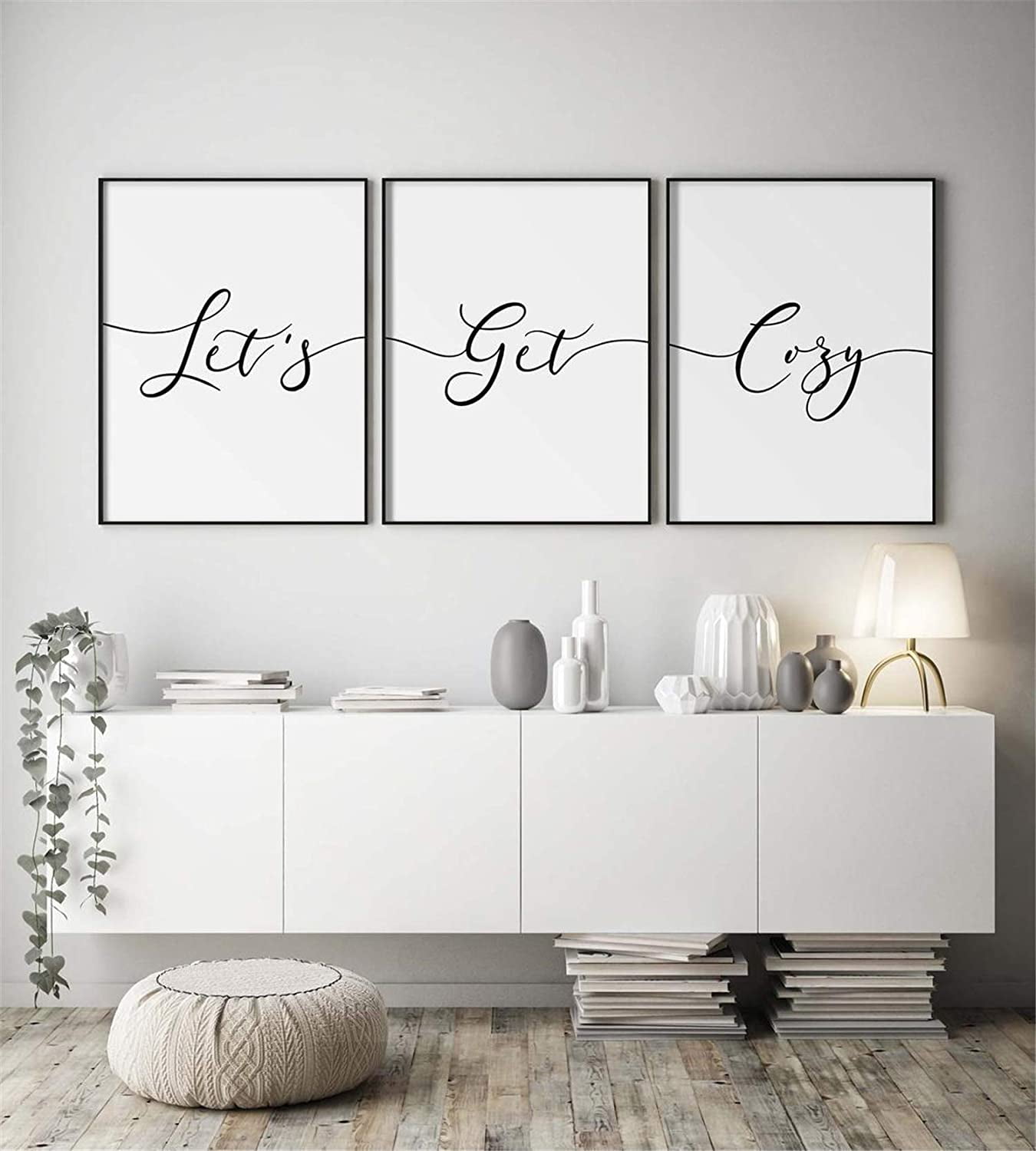 Home Decor Sign Wall Art 3 Pieces Lets Get Cozy Poster Prints Canvas ...