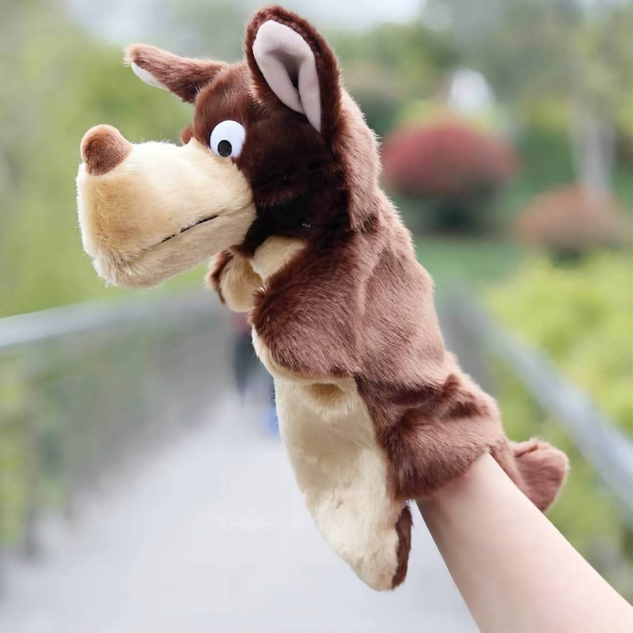 Buy Brown Wolf Hand Puppet for Kids, Cute Plush Puppet Toy for ...