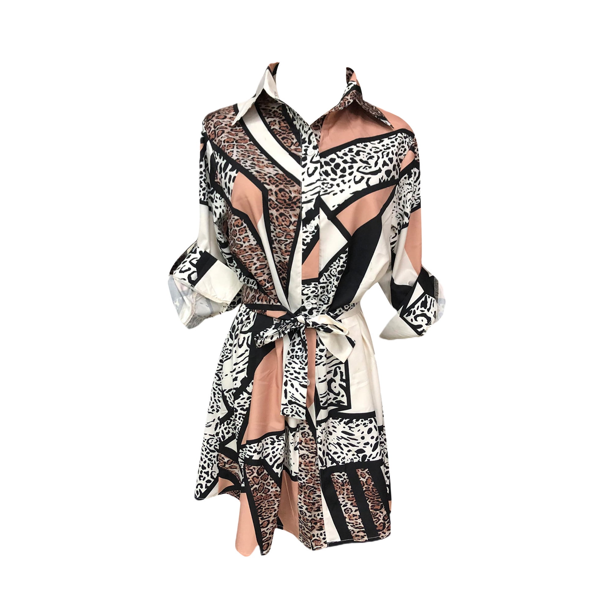 Click here for Sunsiom Women Animal Printed Shirts Dress  Tie Wai... prices