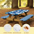 Blue Wave Point Picnic Table Cover with Bench Covers Retro Geometric ...