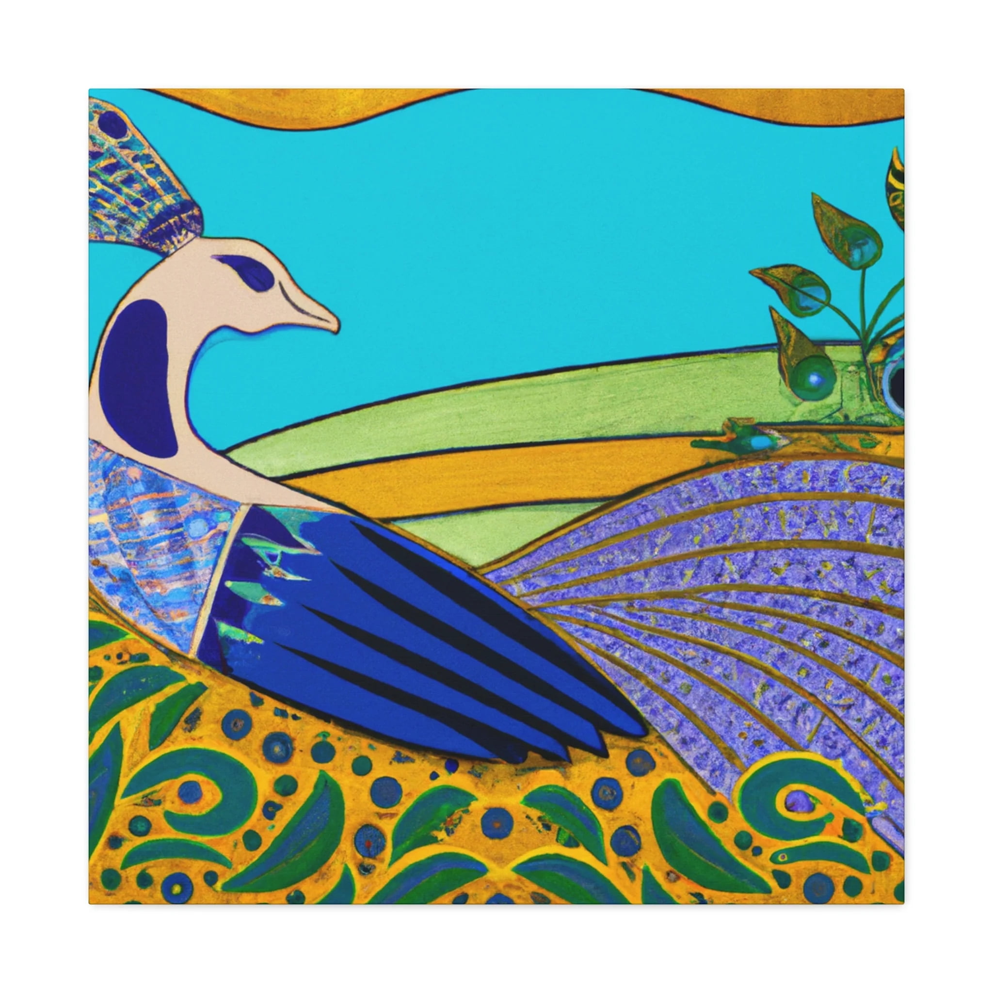 Peacock in Art Deco - Canvas - Walmart.com