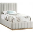 Meridian Furniture Lucia Cream Linen Textured Fabric Twin Bed - Walmart.com