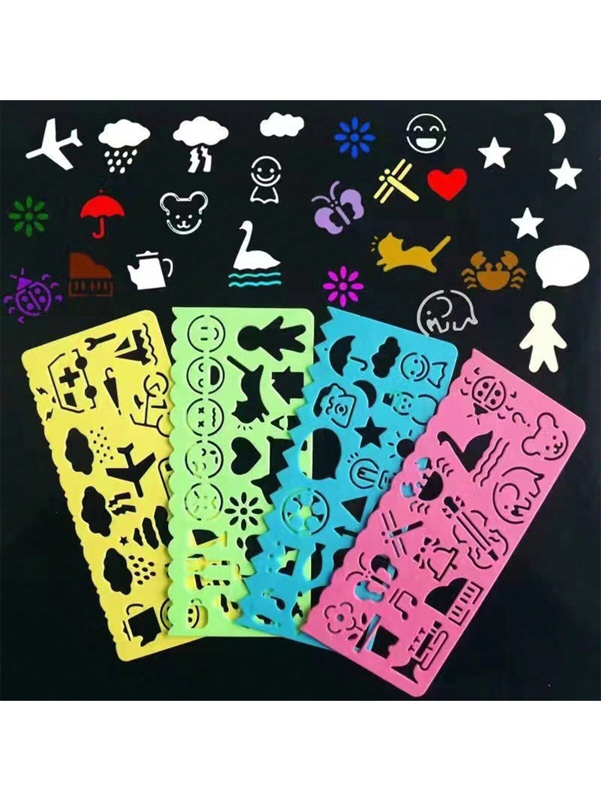 4PCS/Set Puzzle Multifunctional Versatile Ruler Stationery Cute Drawing ...