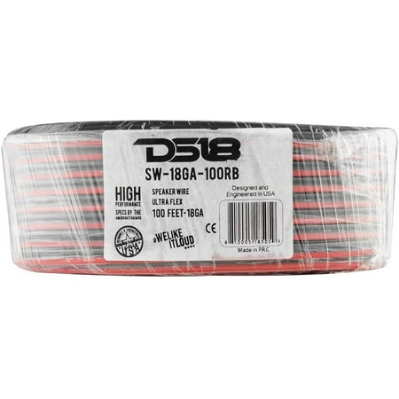 DS18 SW-18GA-100RB Ultra Flex Speaker Wire Red and Black 100FT - Speaker Cable for Audio ...