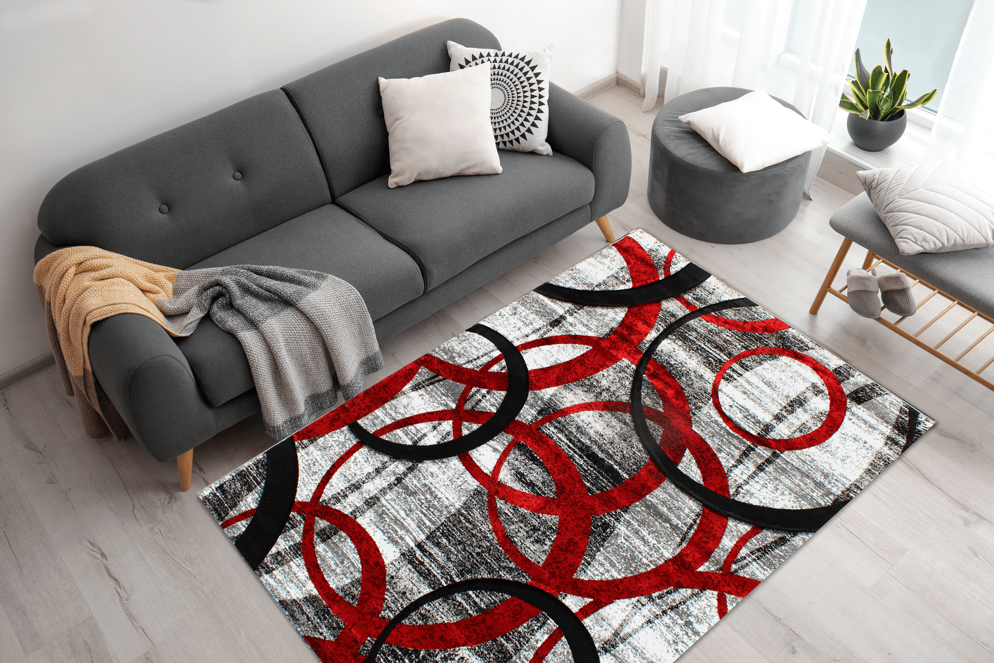 Chester Abstract Red/Gray Area Rug - Walmart.com