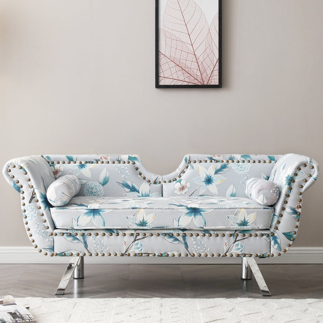 Topcobe 61"Width Modern Accent Velvet Upholstered Loveseat Settee ...