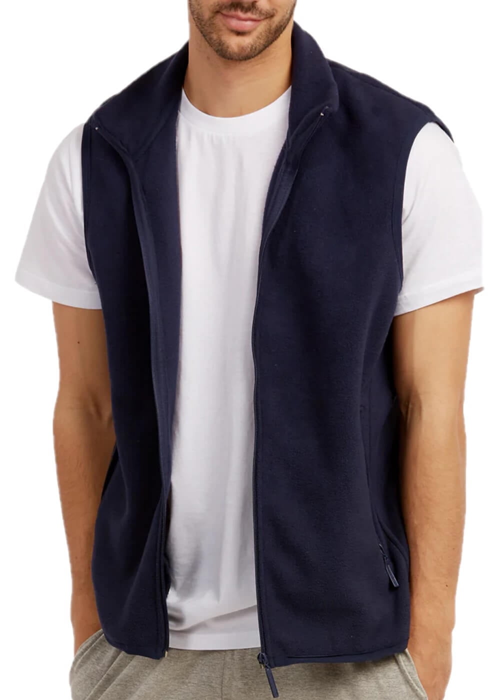 Men's Full-Zip Polar Fleece Vest, Navy L, 1 Count, 1 Pack - Walmart.com