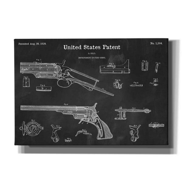 Epic Graffiti 'Colt Revolver Blueprint Patent Chalkboard,' Canvas Wall ...